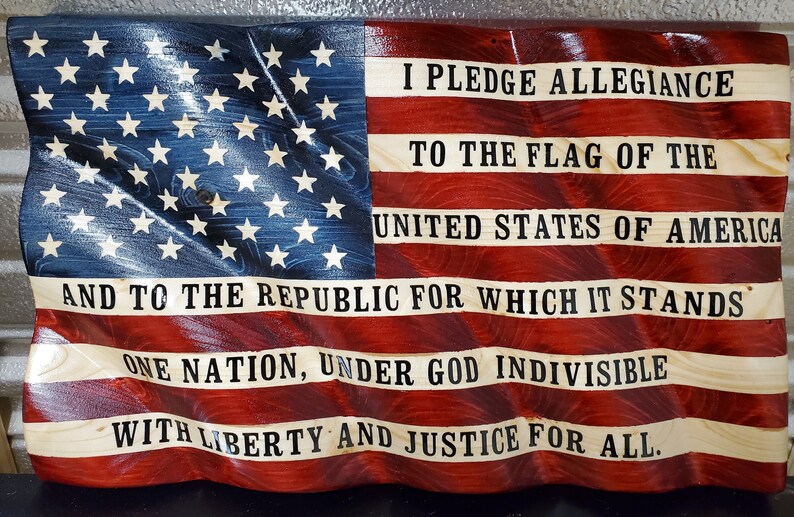 Waving American Flag With Pledge Of Allegiance Etsy