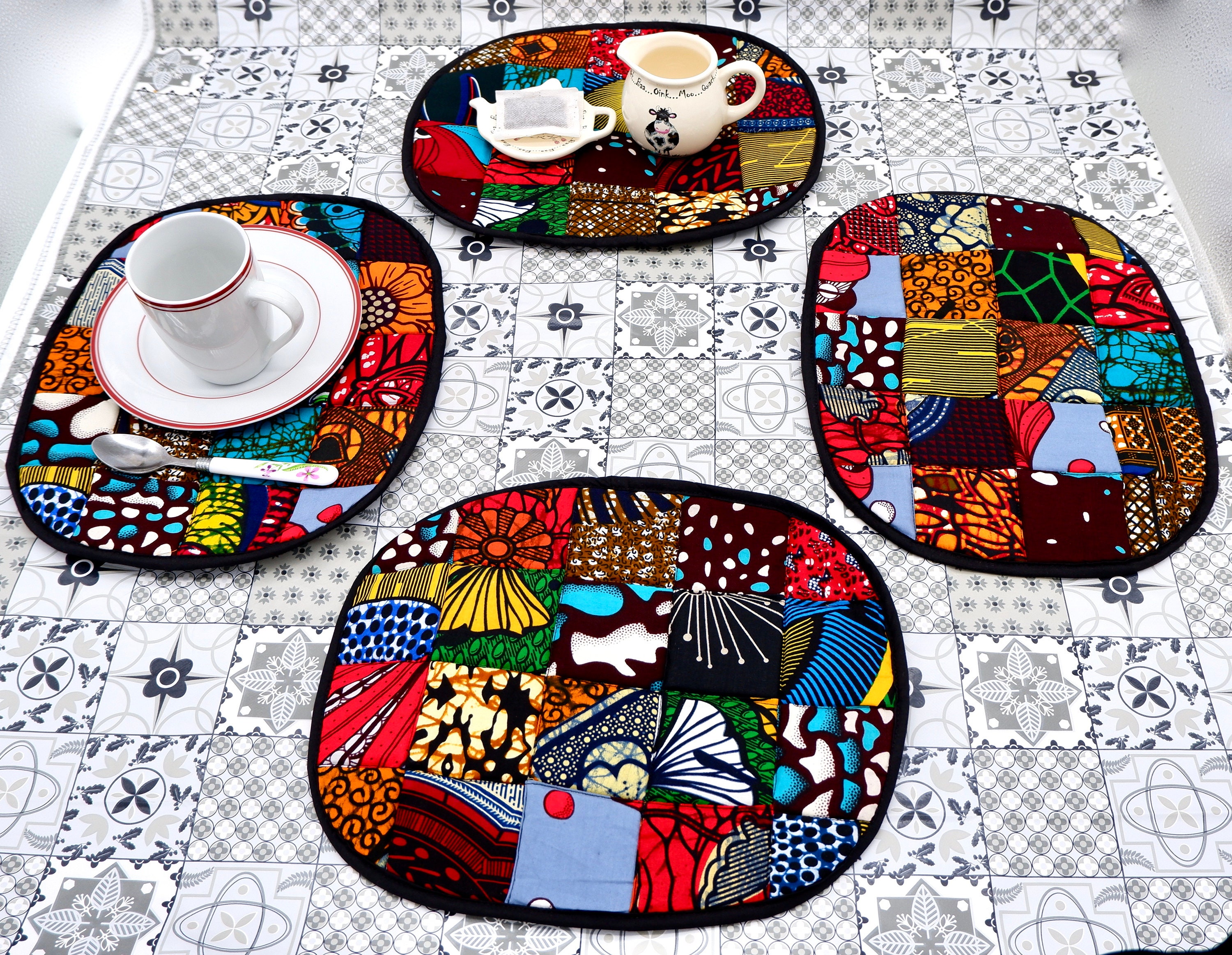 African Print quilted Placemats Set of 4 Soft Durable & | Etsy