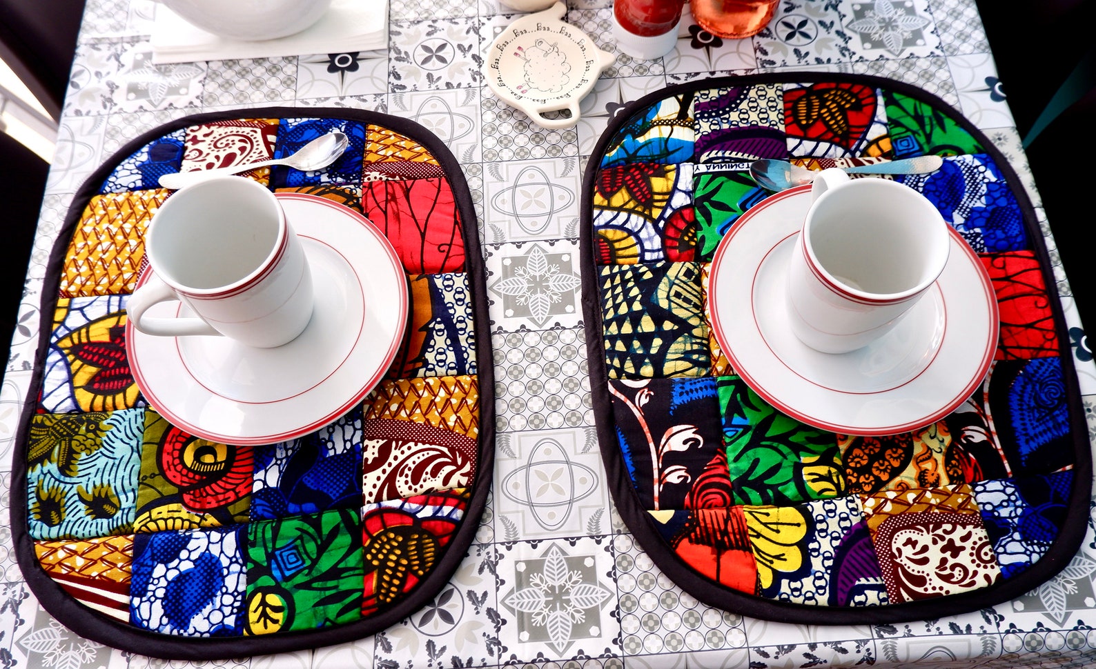 African Print Quilted Placemats - Set of 4 Cotton Oval Table Mats - Etsy