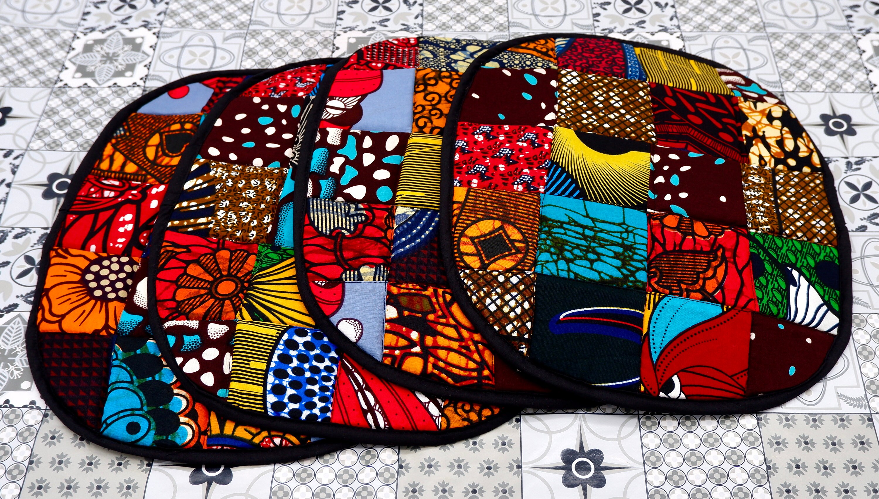 African Print Quilted Placemats - Set of 4 Cotton Oval Table Mats - Etsy