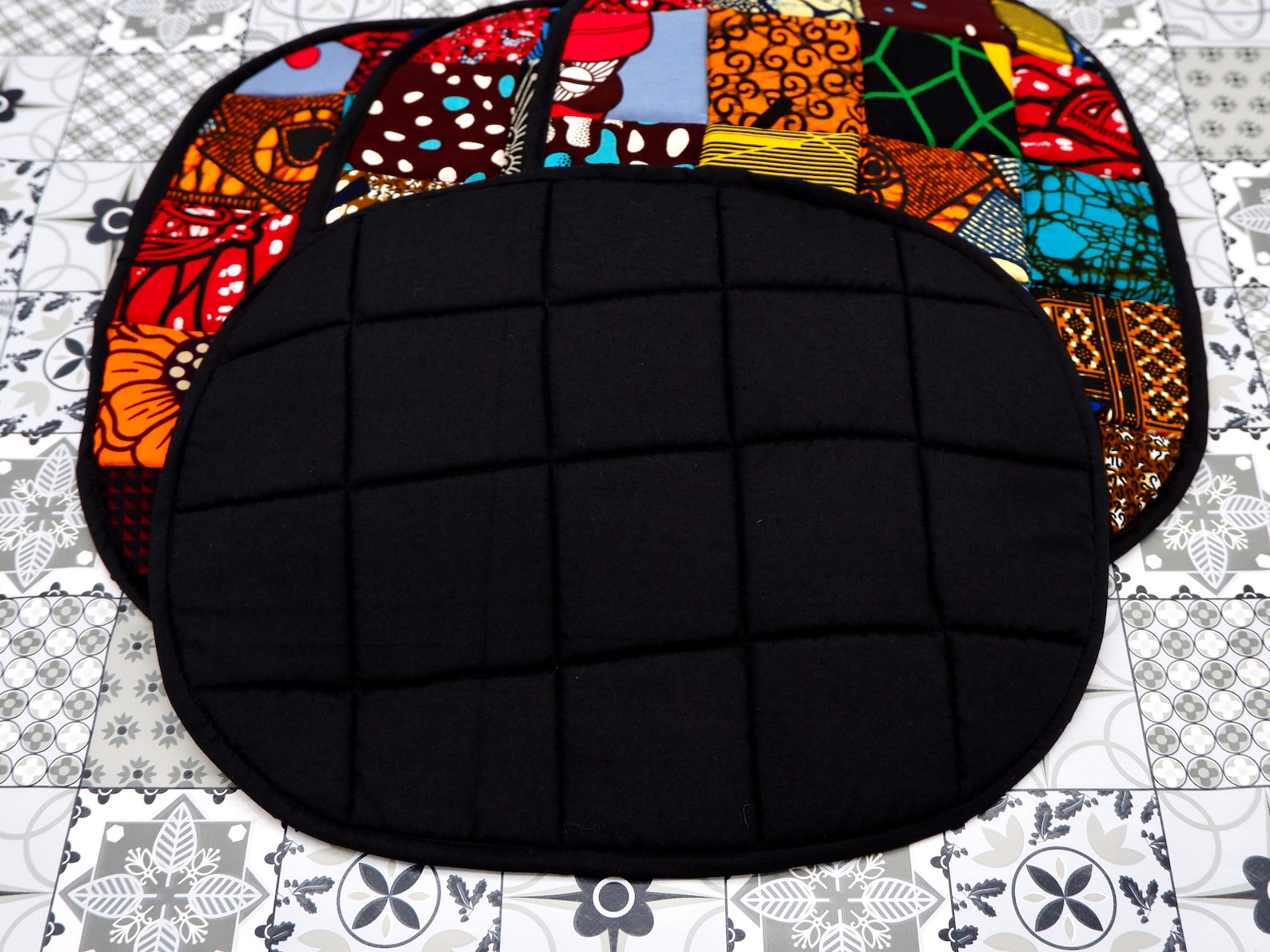 African Print Quilted Placemats - Set of 4 Cotton Oval Table Mats - Etsy