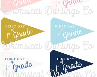 First Day of Kindergarten Pennant Flag Printables // First Day | Etsy