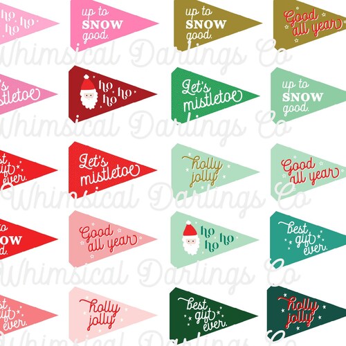 Christmas Pennant Flag Printables // Holiday Christmas Flags - Etsy