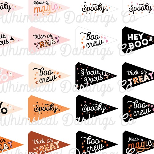 Pink Halloween Pennant Flag Printables - Etsy