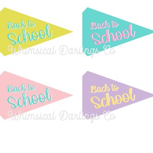 Retro Back to School Pennant Flag Printables // Whimsical Darlings Co X ...