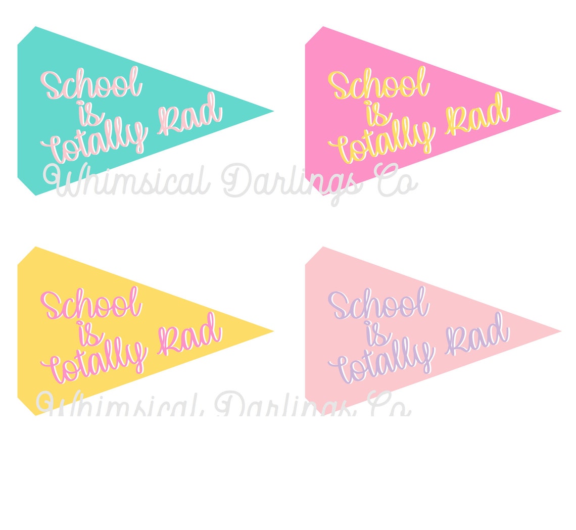 Retro Back to School Pennant Flag Printables // Whimsical - Etsy