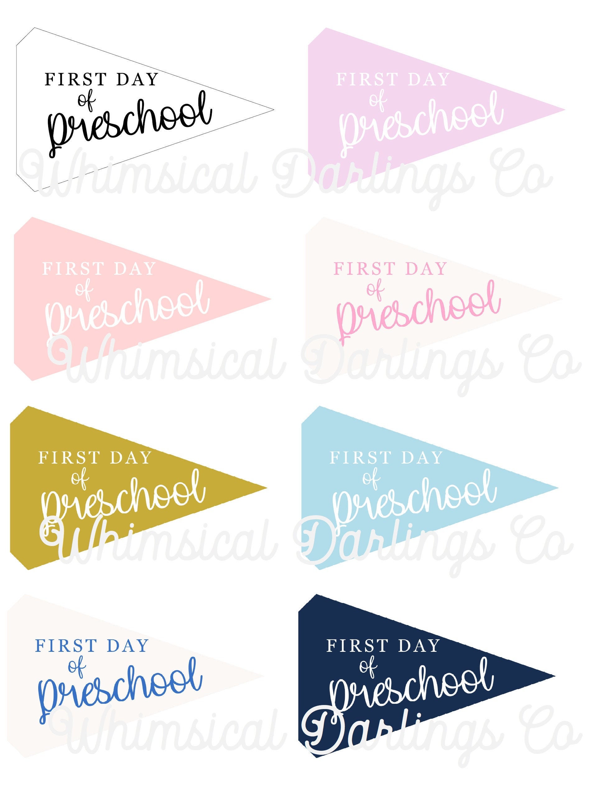 Imprimibles de la bandera del banderín del primer día de - Etsy España