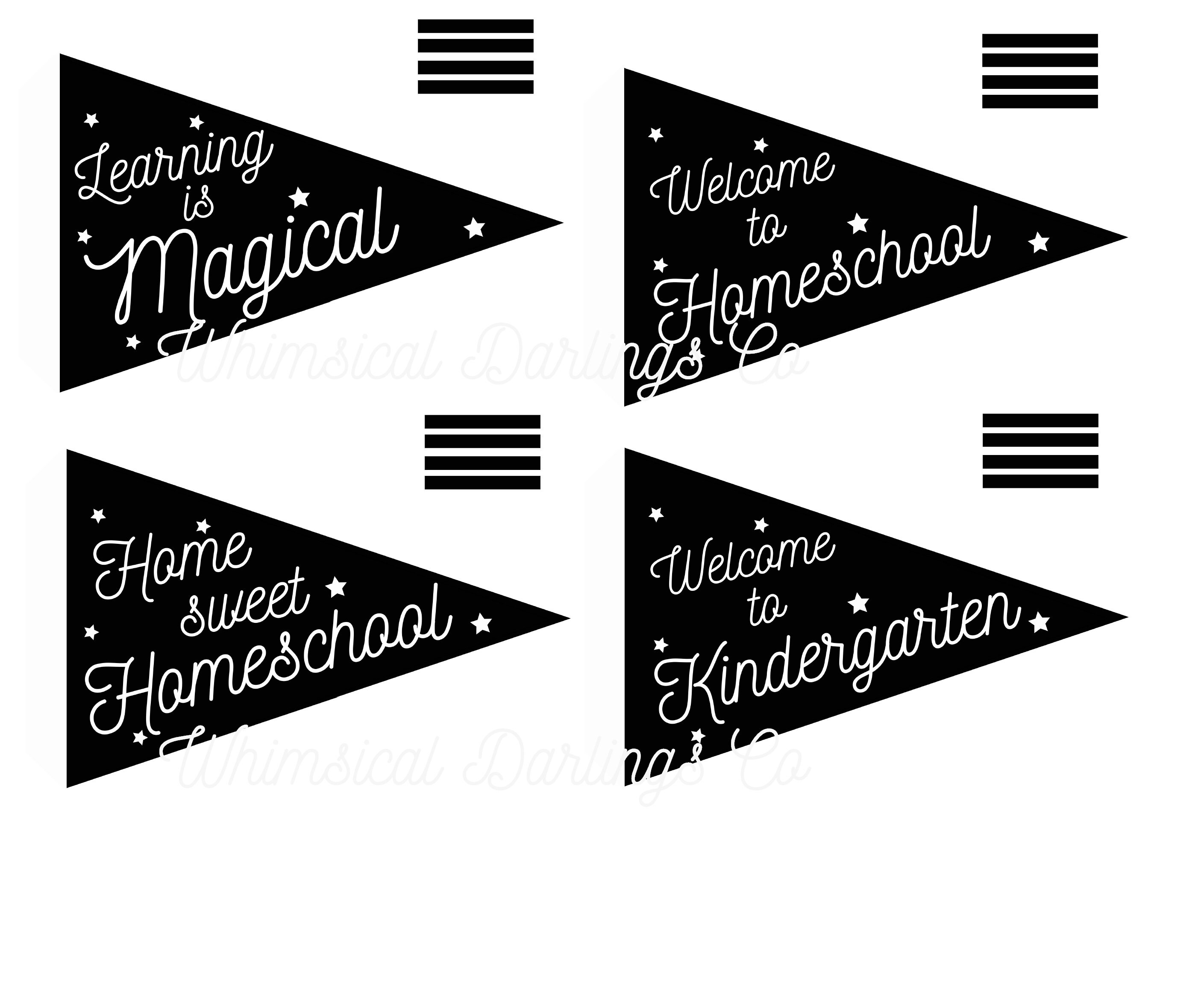 School Pennant Flag Printables // Wall Hanging Pennant Flags | Etsy