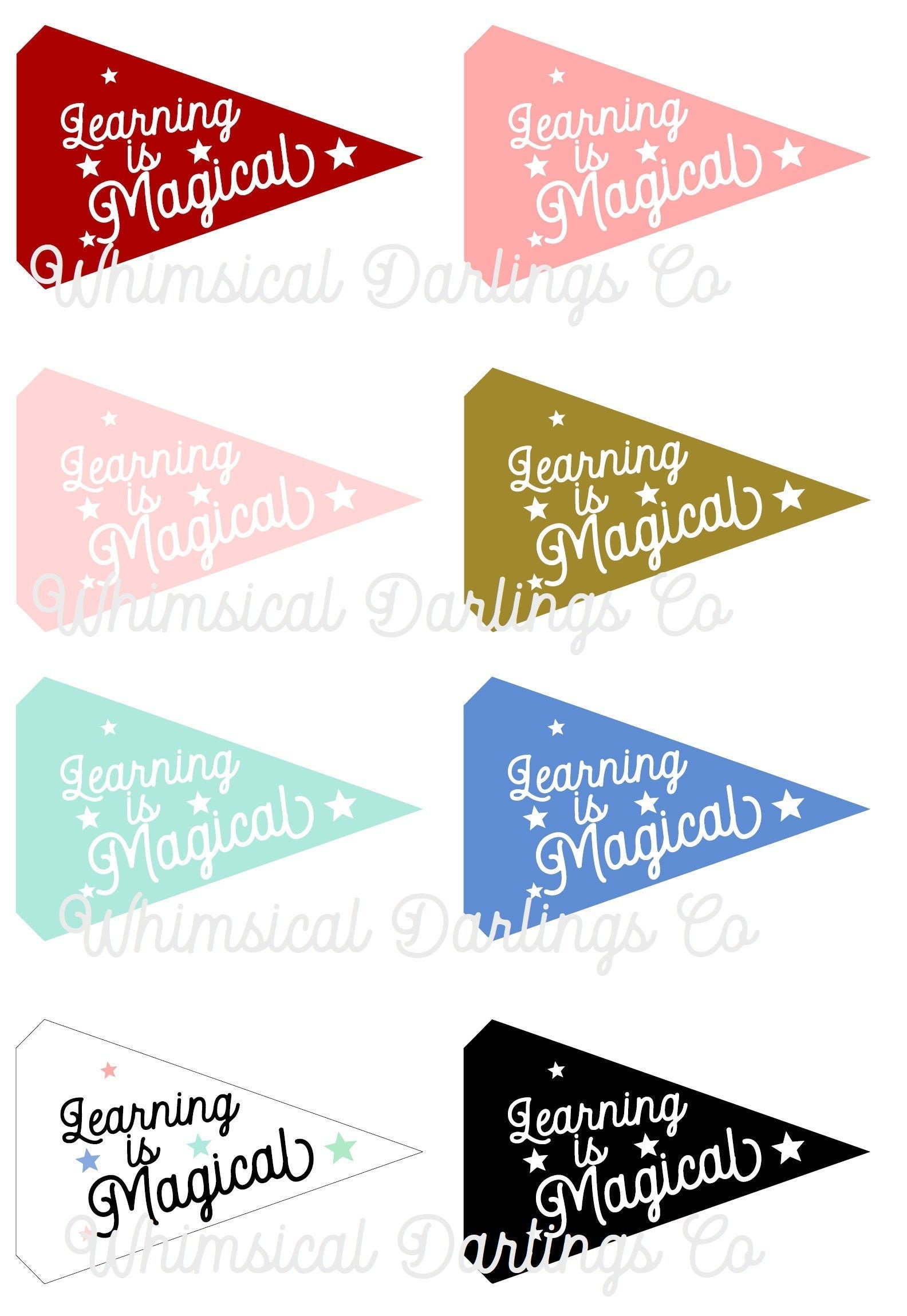 Learning is Magical Pennant Flag Printable // Teacher - Etsy