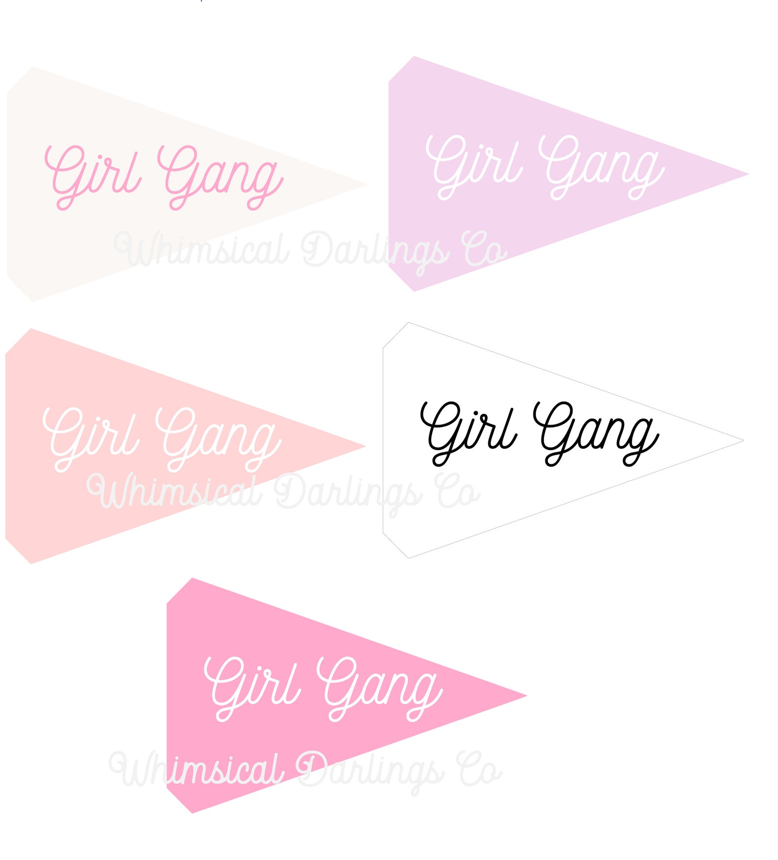 Girl Gang Pennant Flag Printables - Etsy