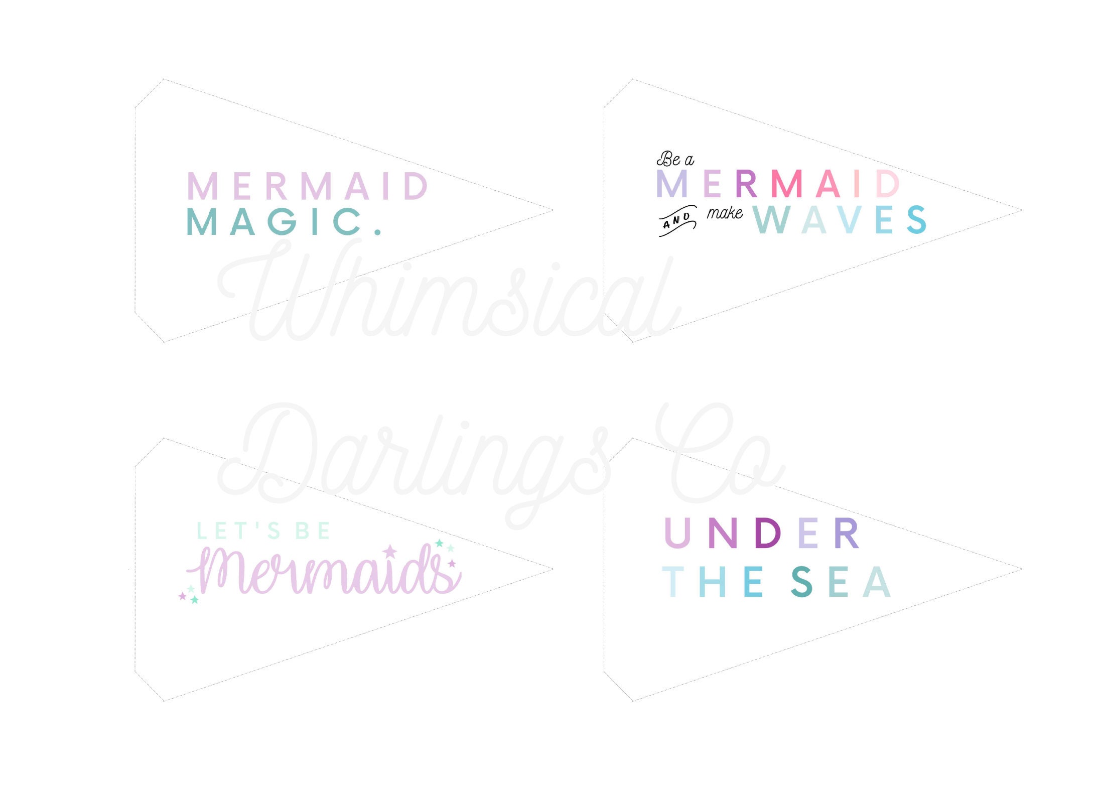Mermaid Pennant Flag Printables - Etsy