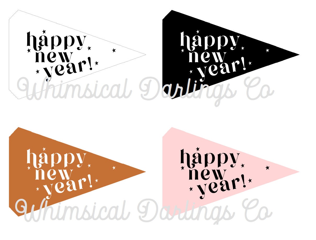 Happy New Year Pennant Flag Printable // New Year's Eve Pennant Flag ...