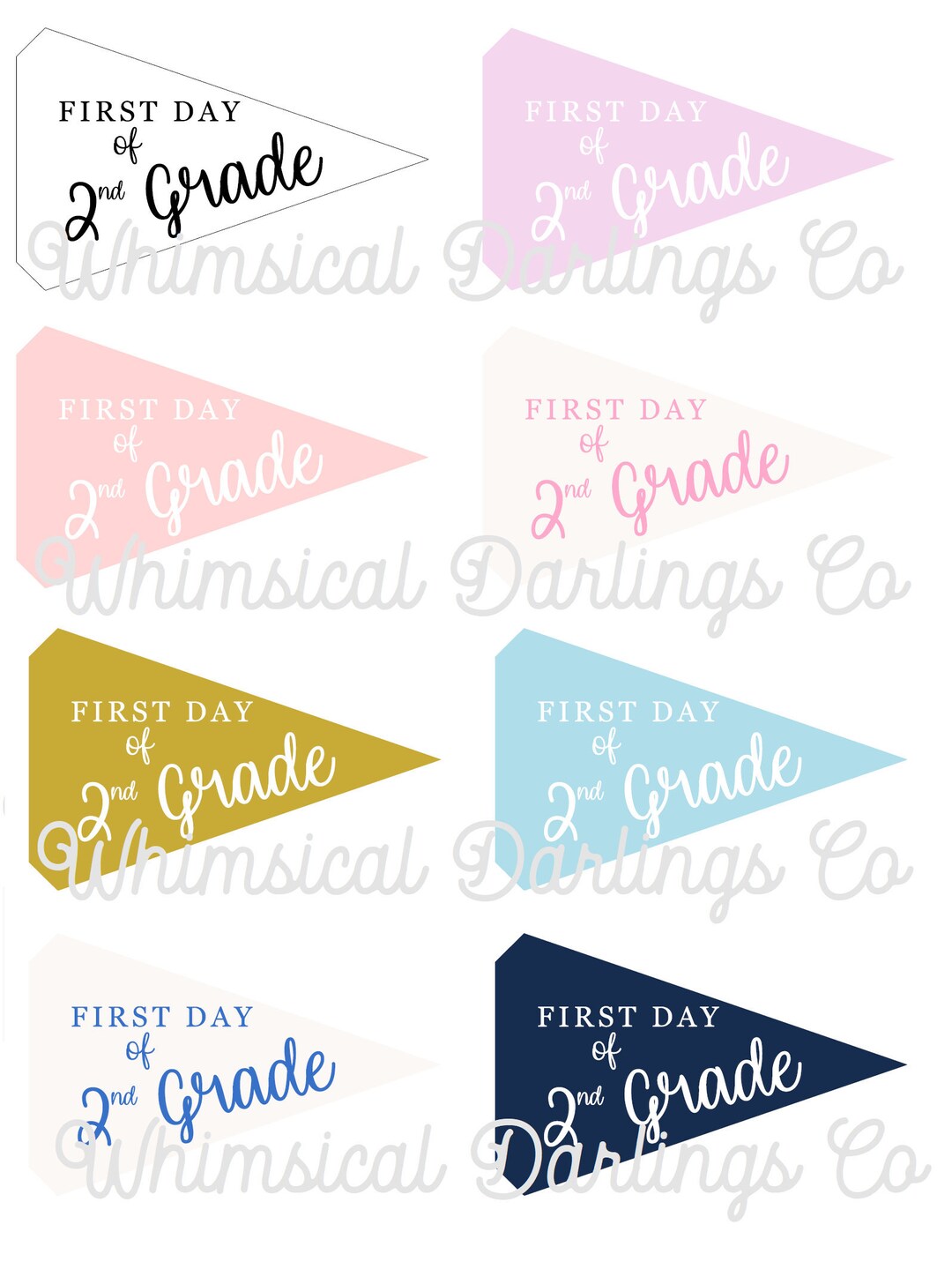 First Day of Second Grade Pennant Flag Printables // First Day of ...