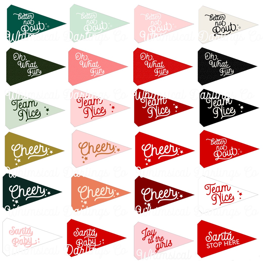 Christmas Pennant Flag Printables // Holiday Christmas Flags - Etsy