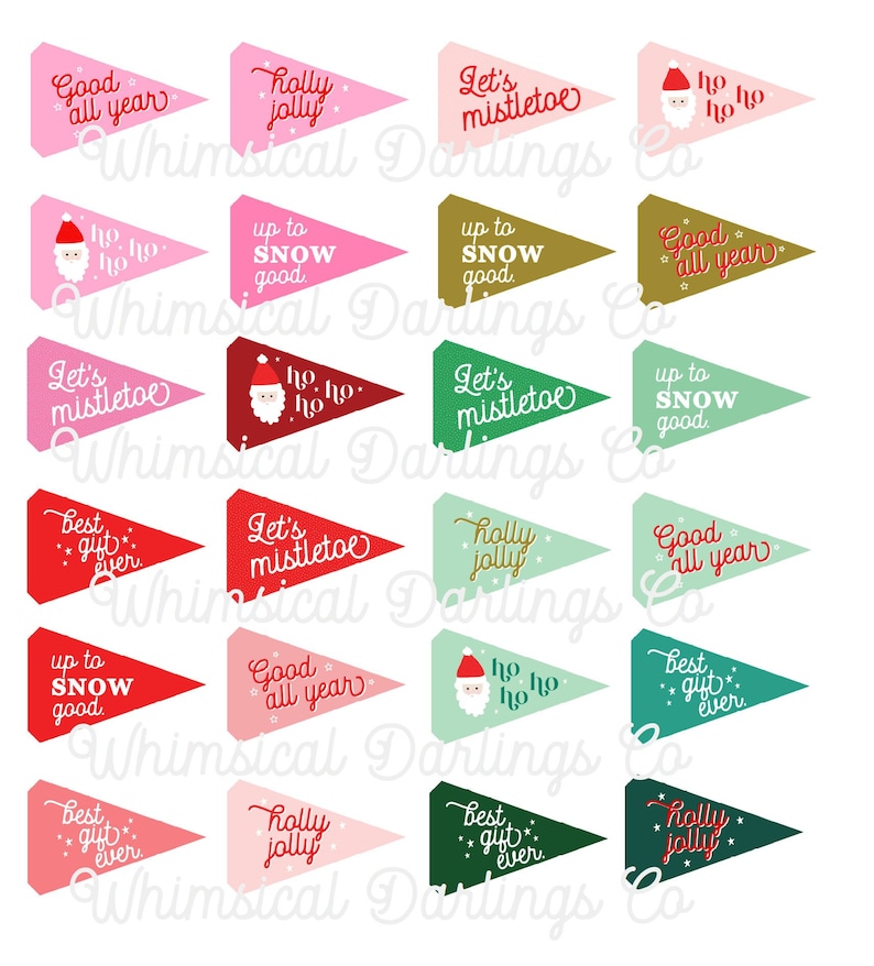 Christmas Pennant Flag Printables // Holiday Christmas Flags - Etsy