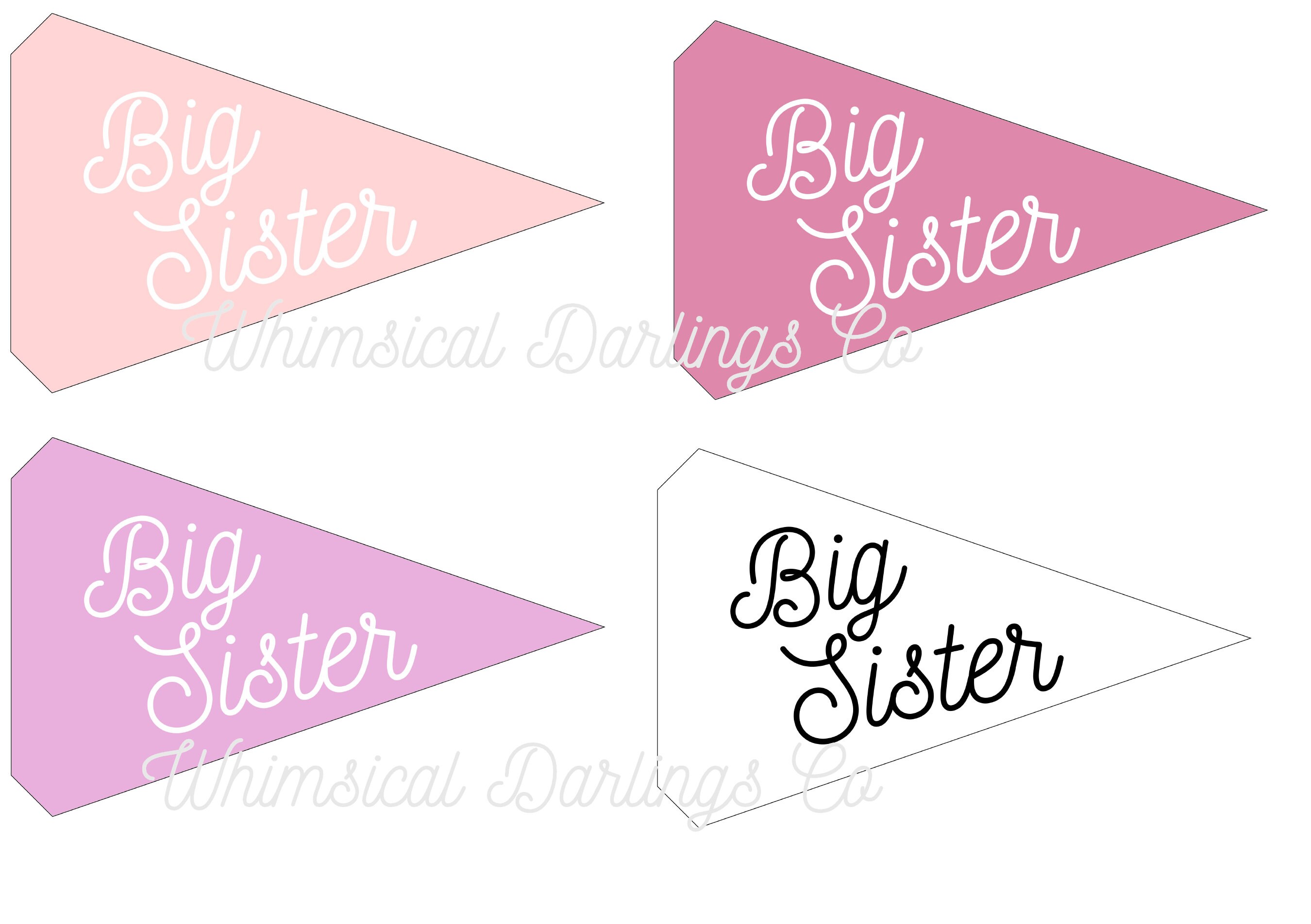 Big Sister Pennant Flag Printables - Etsy