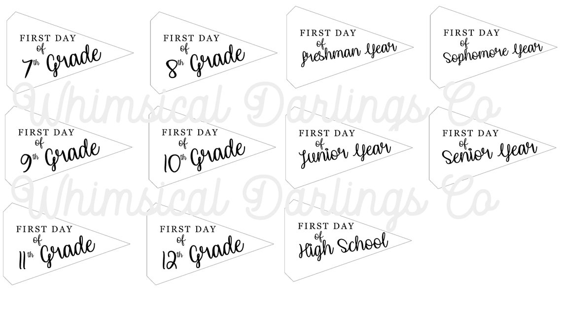 First Day of School Flag PRINTABLES BIG Kids | Etsy