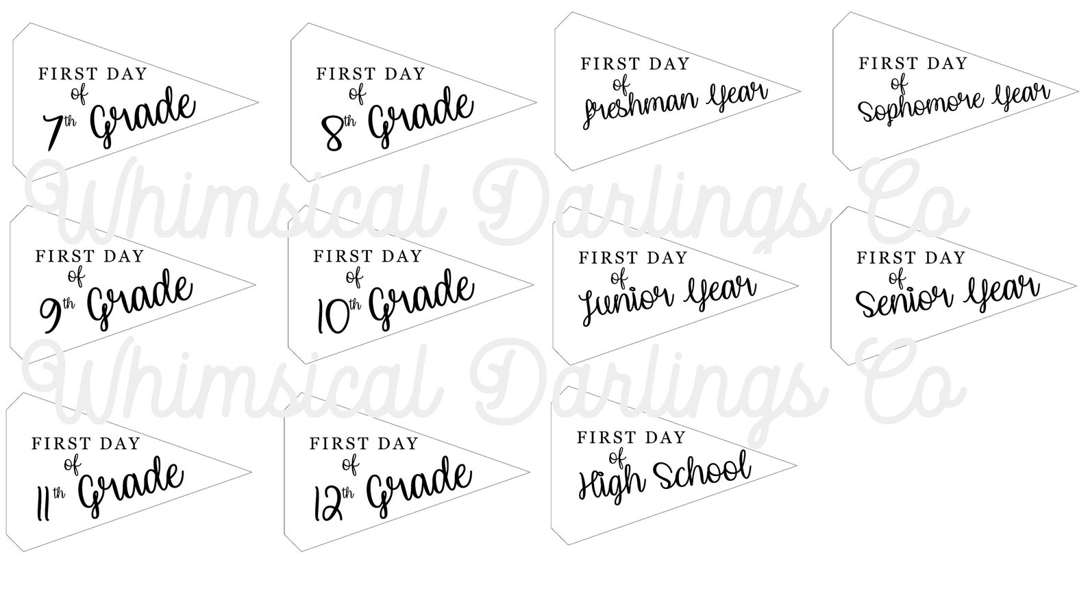 First Day of School Flag PRINTABLES BIG Kids | Etsy