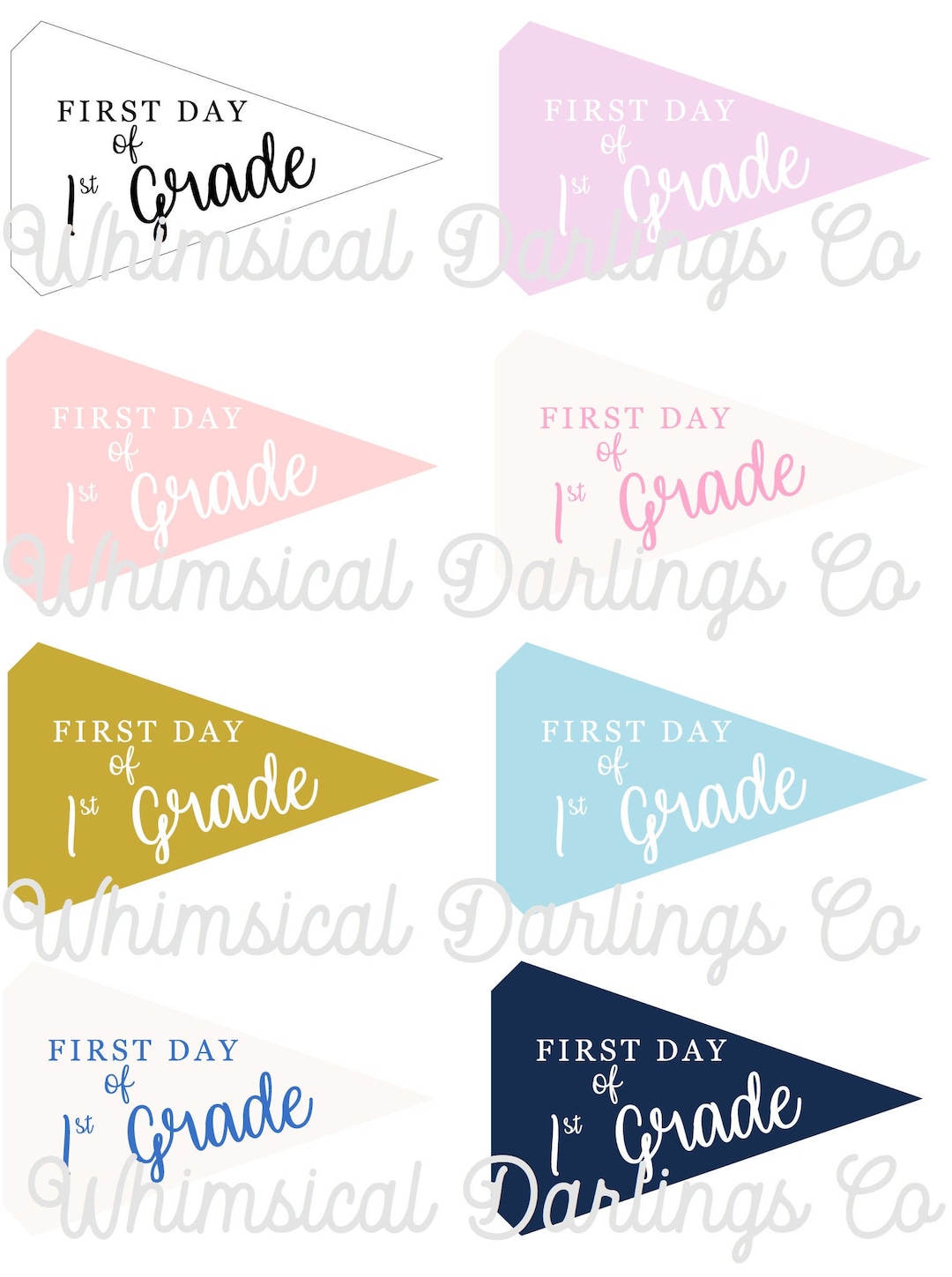 First Day of First Grade Pennant Flag Printables // First Day of School ...