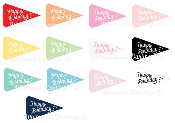 Happy Birthday Pennant Flag Printable // Happy Birthday Flag - Etsy