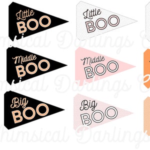 Little Boo Middle Boo Big Boo Pennant Flag Printable // Halloween ...