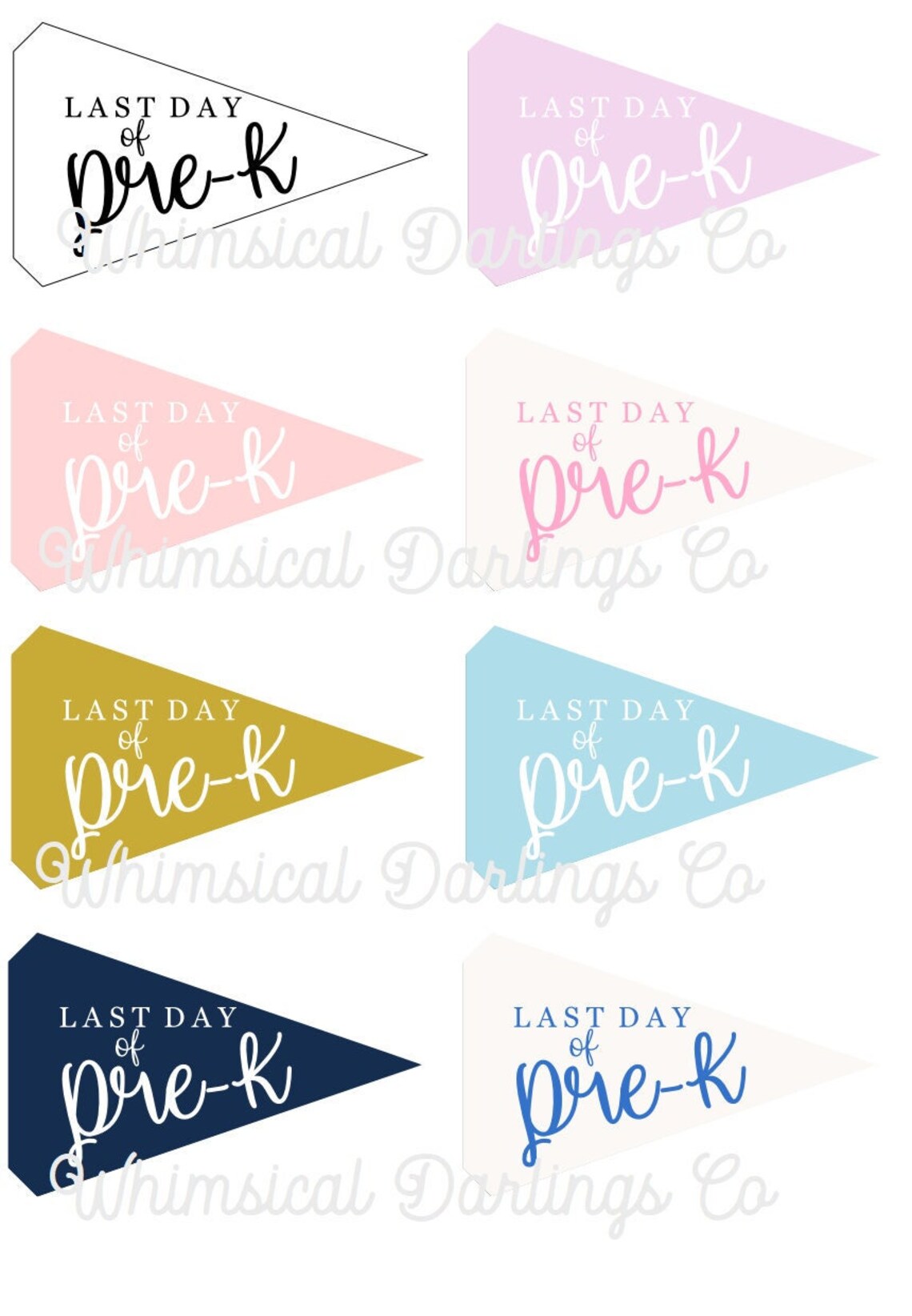 Last Day of Pre-k Pennant Flag Printables // Last Day of School Flag ...