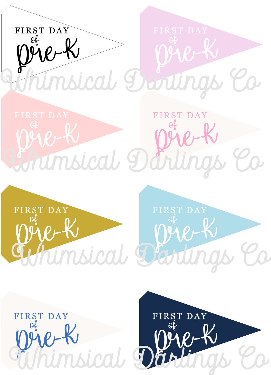 First Day of Pre-k Pennant Flag Printables // First Day of School Flag ...