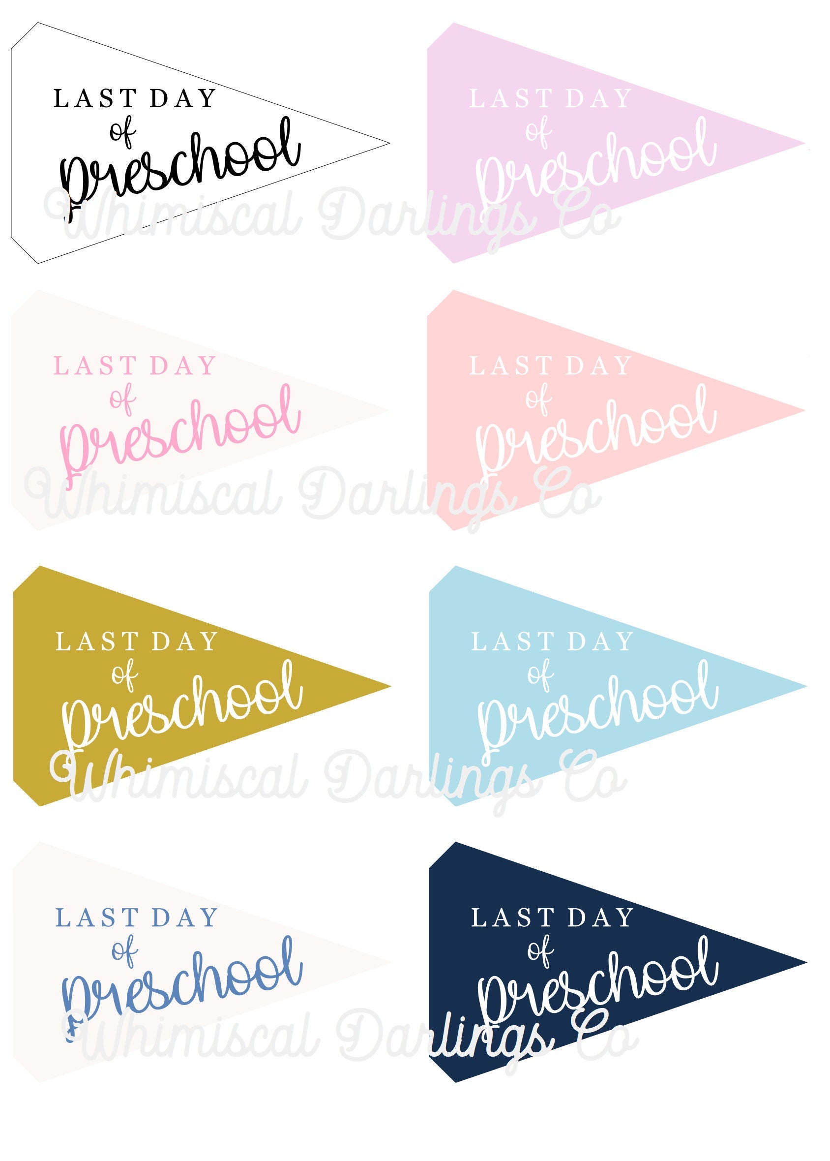 Imprimibles de la bandera del banderín del último día de preescolar ...