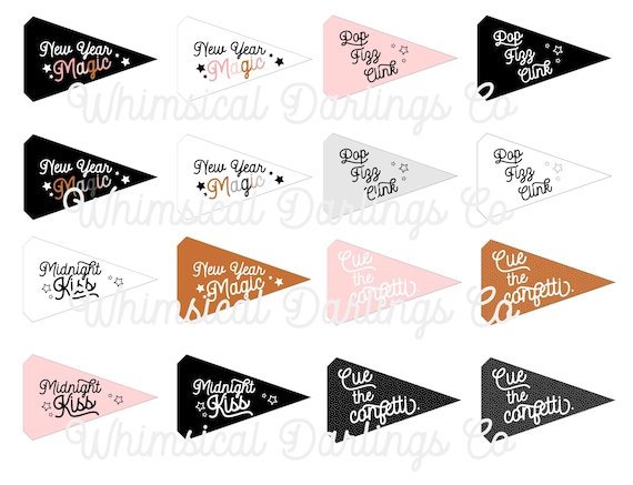 New Years Eve Pennant Flag Printables // NYE Flags | Etsy
