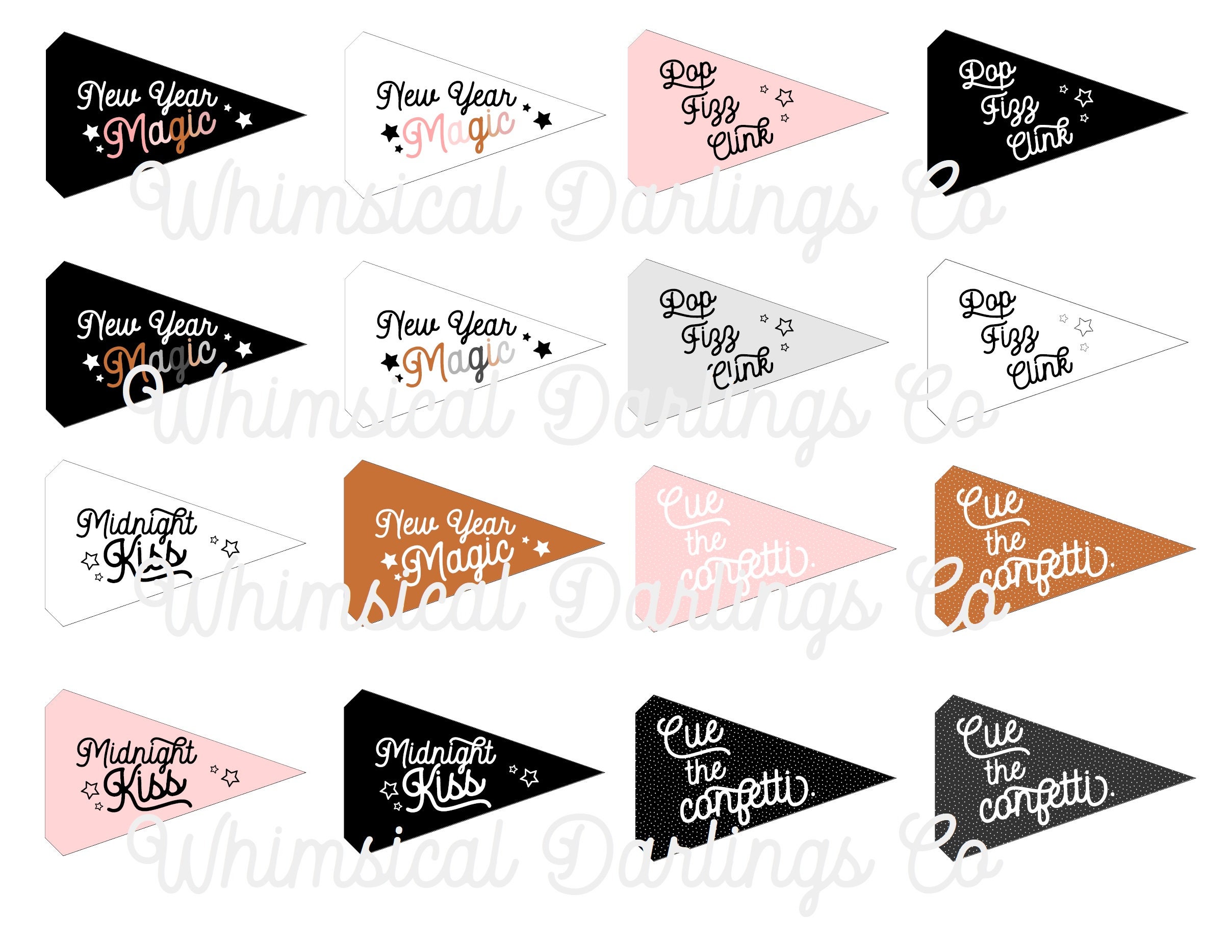 New Year’s Eve Pennant Flag Printables // NYE Flags - Etsy