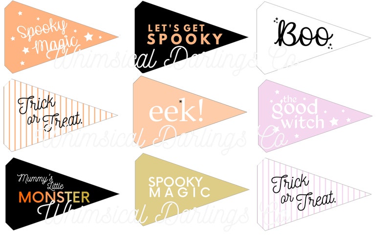 Halloween Pennant Flag Printables // Modern Halloween Flags - Etsy
