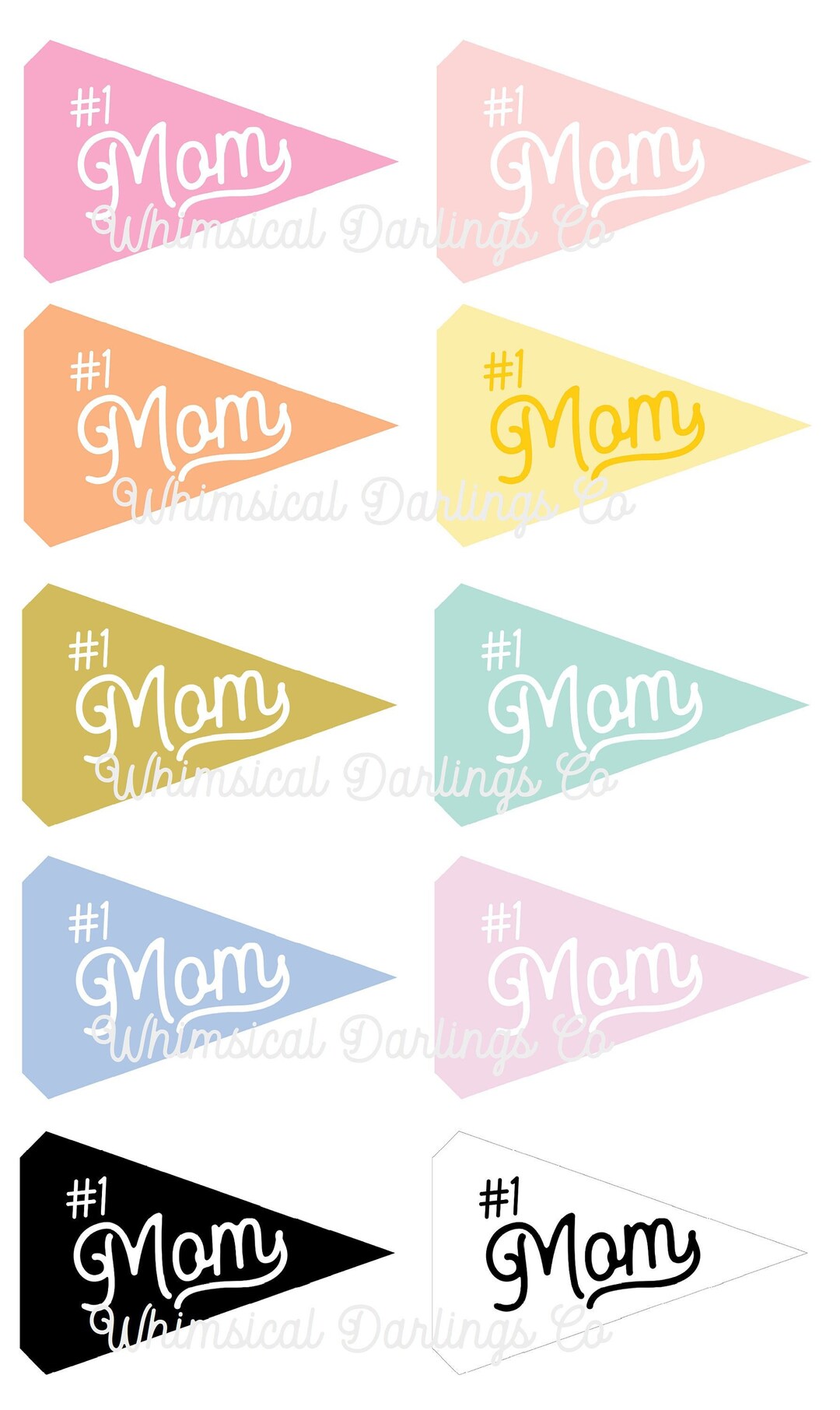Number One Mom Pennant Flag Printable // Mother's Day Pennant Flag ...