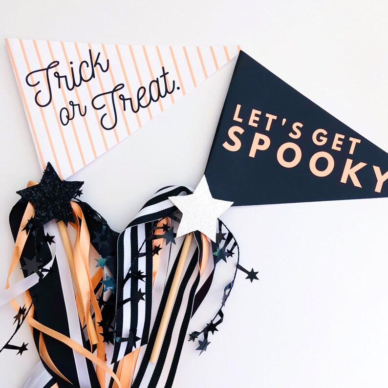 Halloween Pennant Flag Printables // Modern Halloween Flags - Etsy