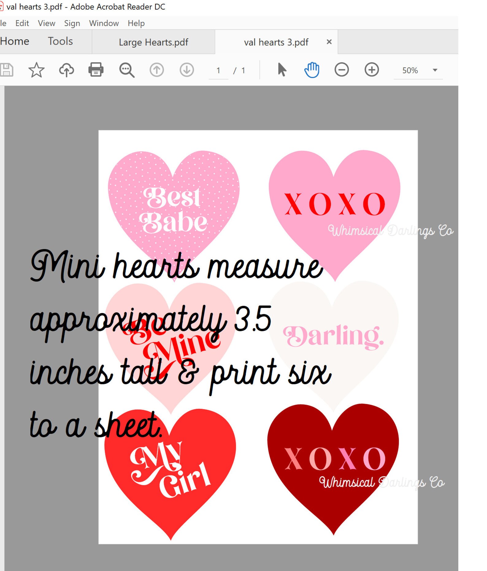 Printable Valentine’s Day Cards // Mini Valentine's Day Hearts - Etsy