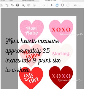 Printable Valentine’s Day Cards // Mini Valentine's Day Hearts - Etsy