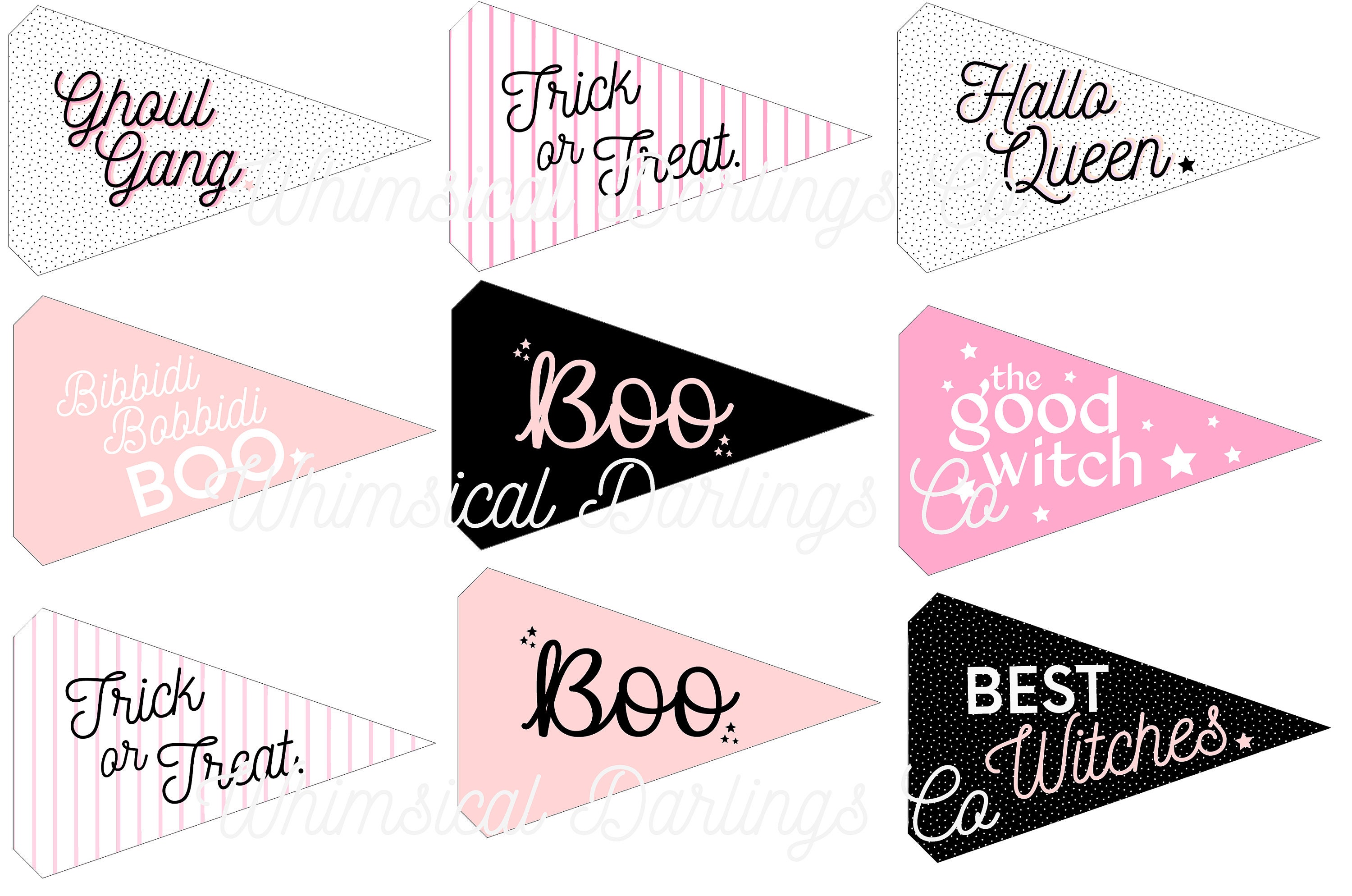 Pink Halloween Pennant Flag Printables - Etsy