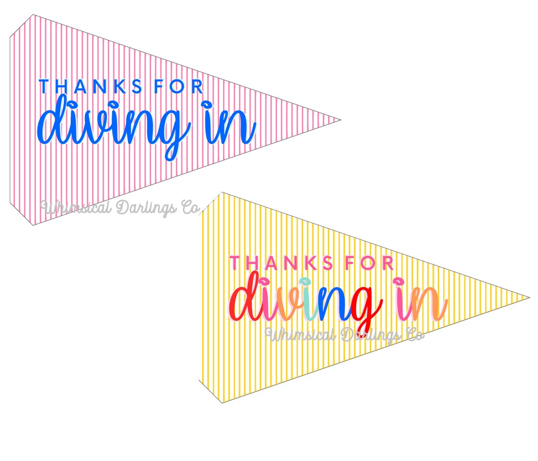 Thanks for Diving in Pennant Flag Printable // Pool Party Pennant Flag ...