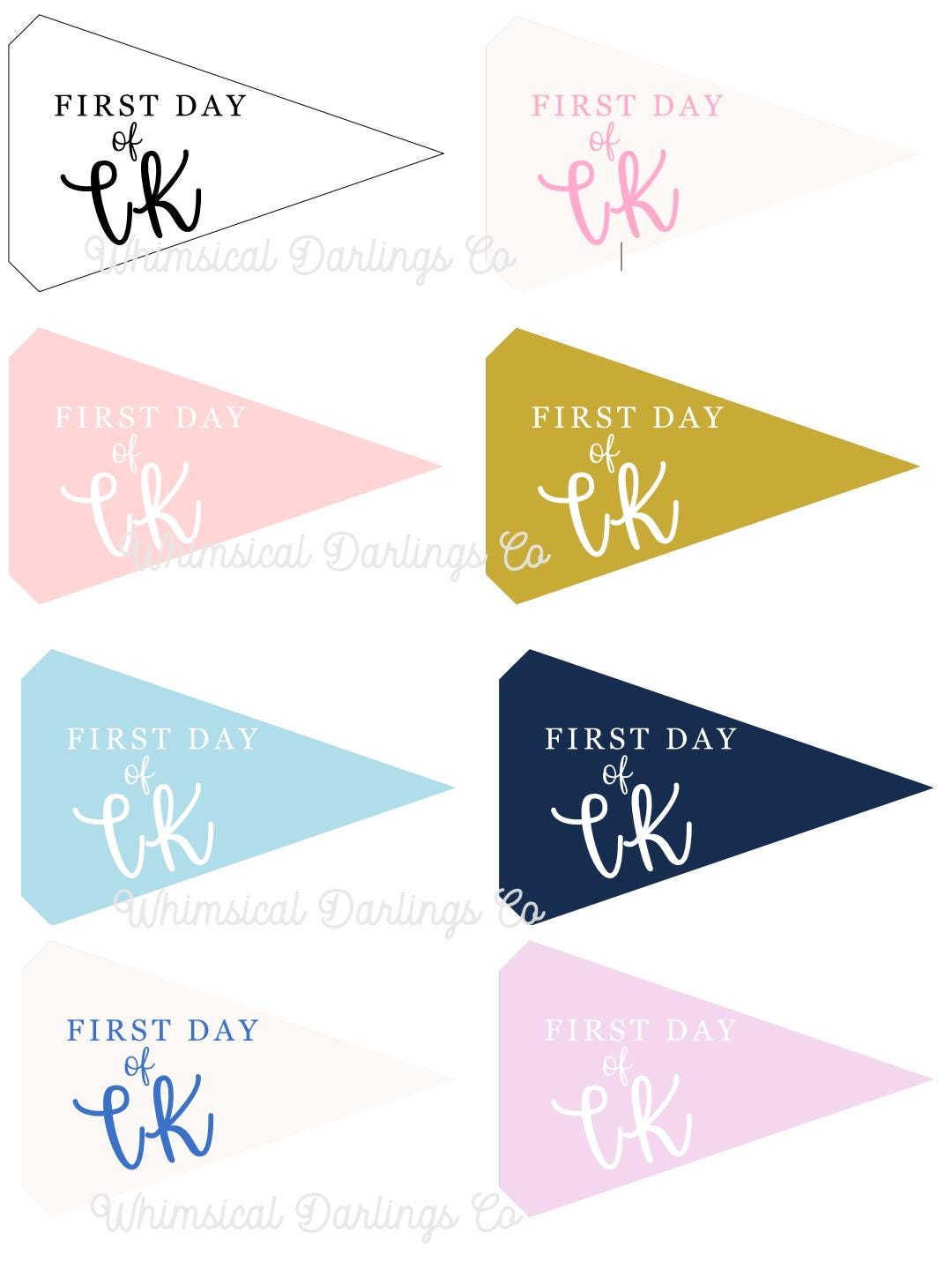 First Day of TK Pennant Flag Printables // First Day of School Flag ...