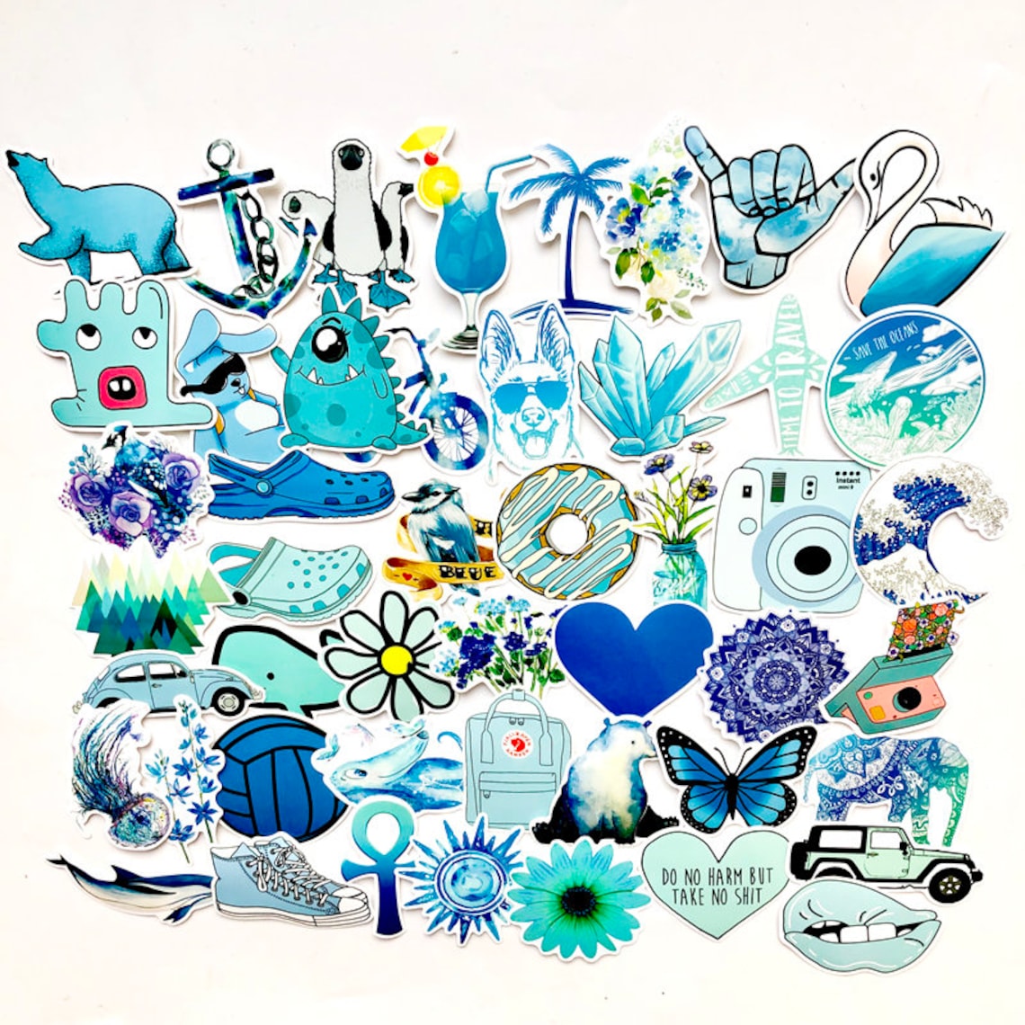 50 PCS VSCO Sticker Waterproof Cute Blue Vinyl Stickers Pack - Etsy