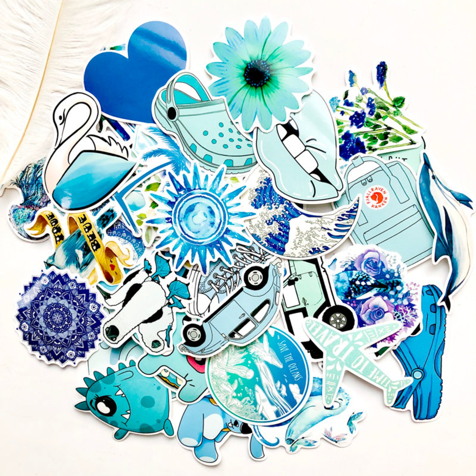 50 PCS VSCO Sticker Waterproof Cute Blue Vinyl Stickers Pack - Etsy