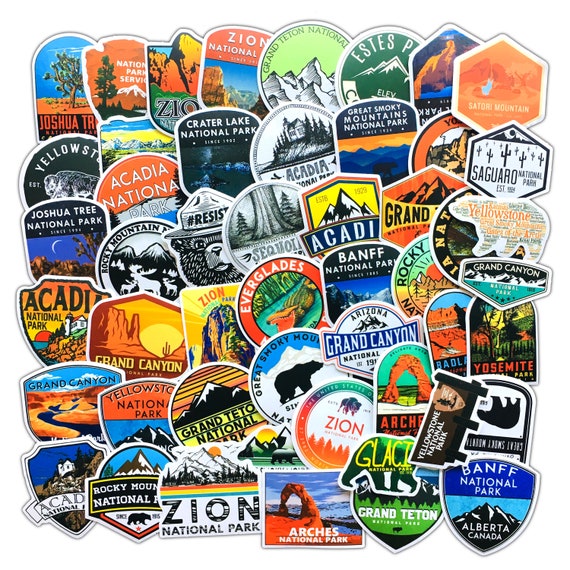 50 Pcs Waterproof Vinyl Die Cut National Park Stickers Famous | Etsy