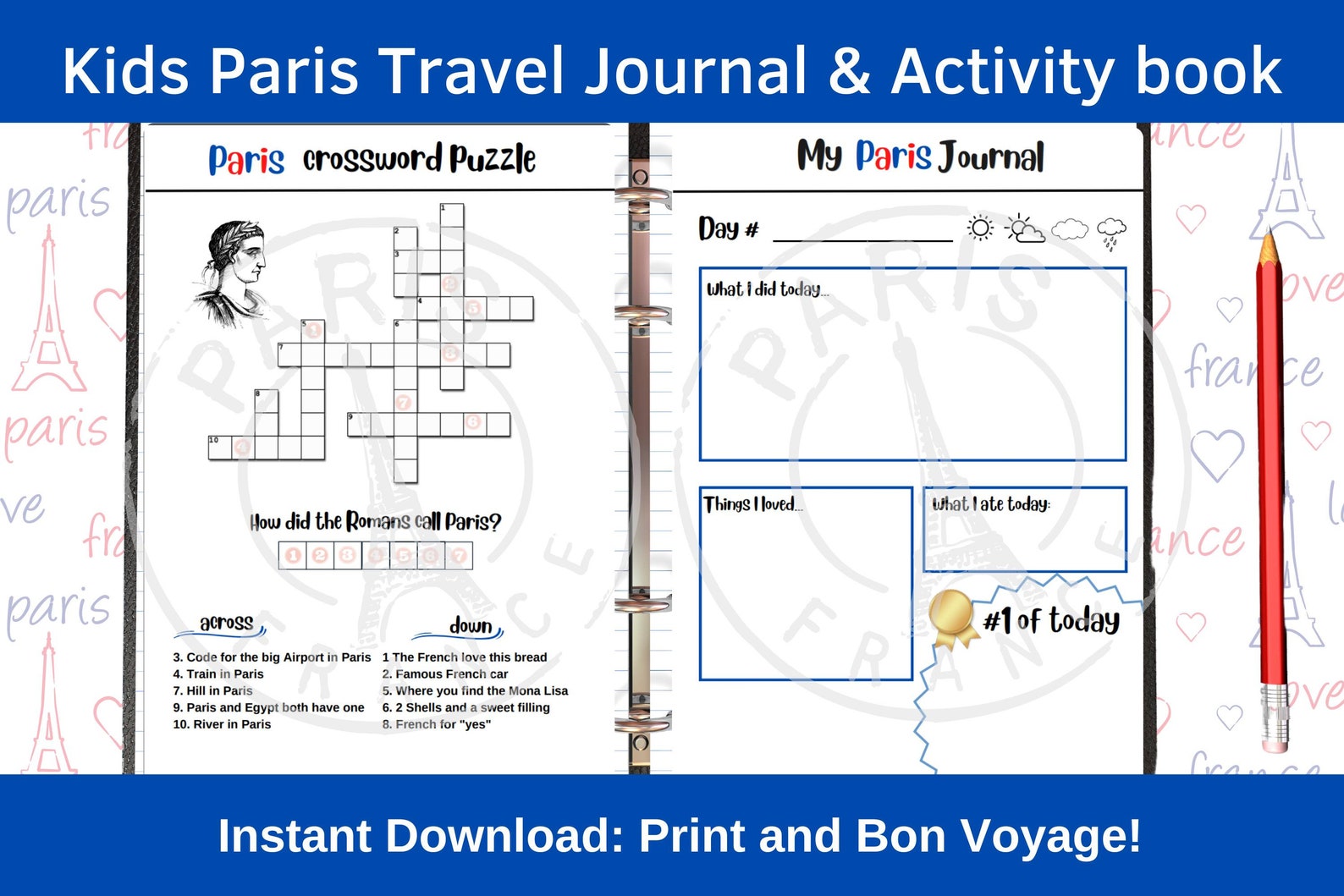 PARIS Kids Activity Book & Travel Journal - Etsy