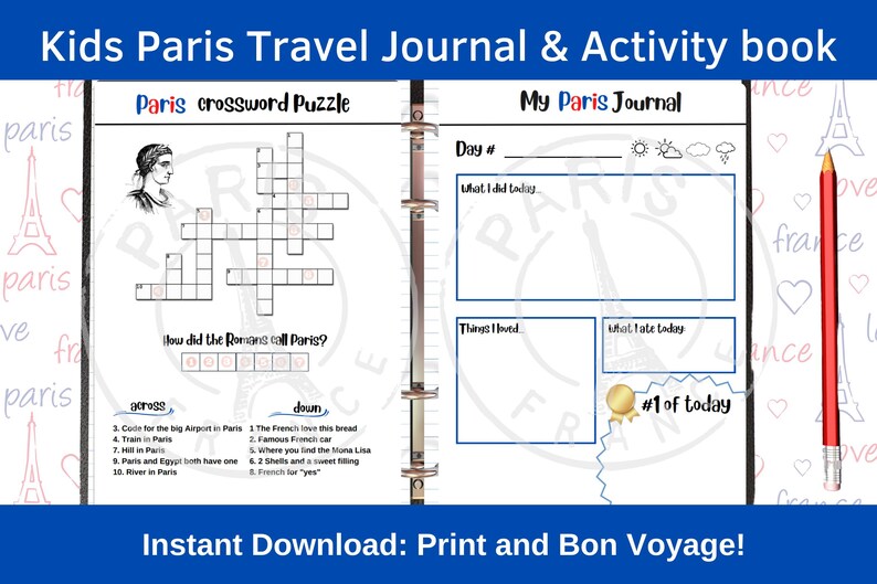 PARIS Kids Activity Book & Travel Journal - Etsy