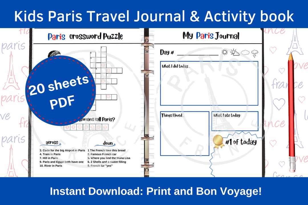 PARIS Kids Activity Book & Travel Journal - Etsy