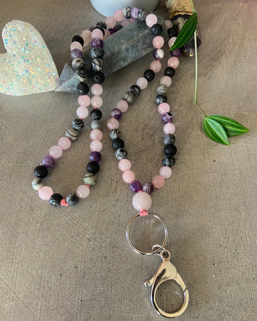 Personalized Custom Lanyard Tag Holder Beaded Lanyard Personalized Gift ...