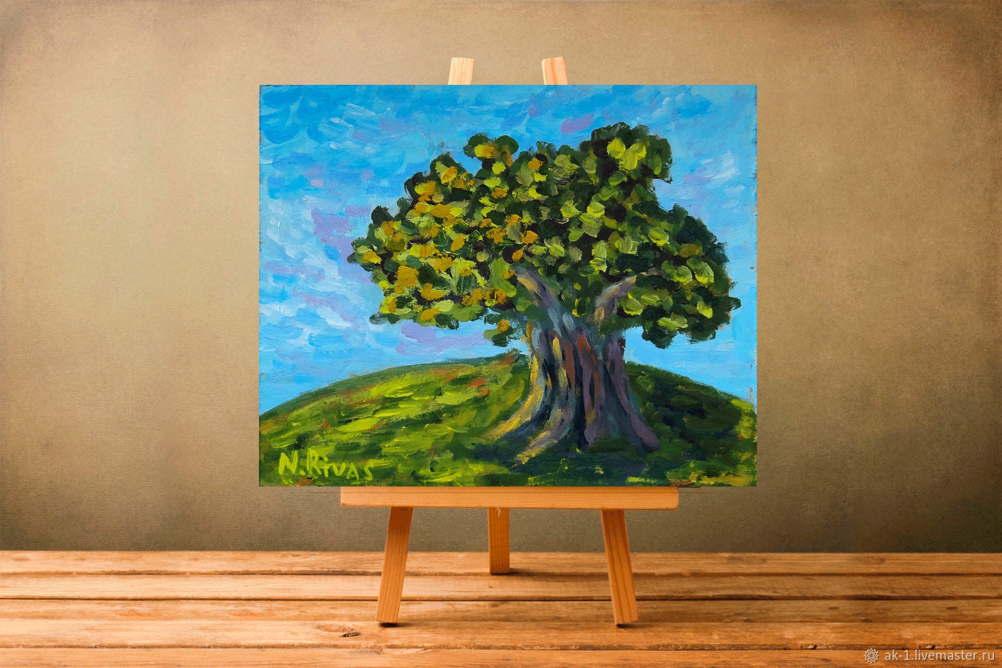 Oak Tree Painting Landscape Original Art Tree Wall Art Decor | Etsy