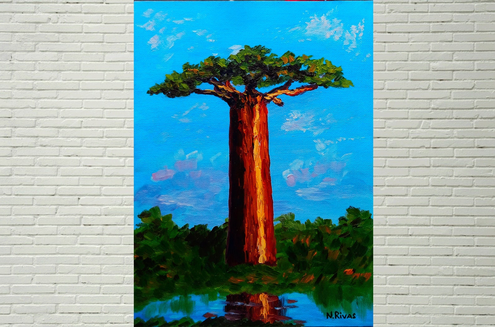 Baobab Painting Trees Original Art Madagascar Africa Wall Art | Etsy