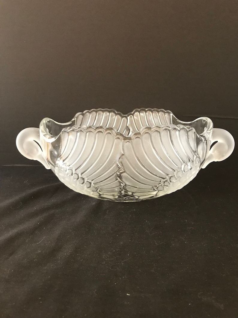 Vintage Frosted and Clear Glass Crystal Swan Bowl by Mikasa - Etsy