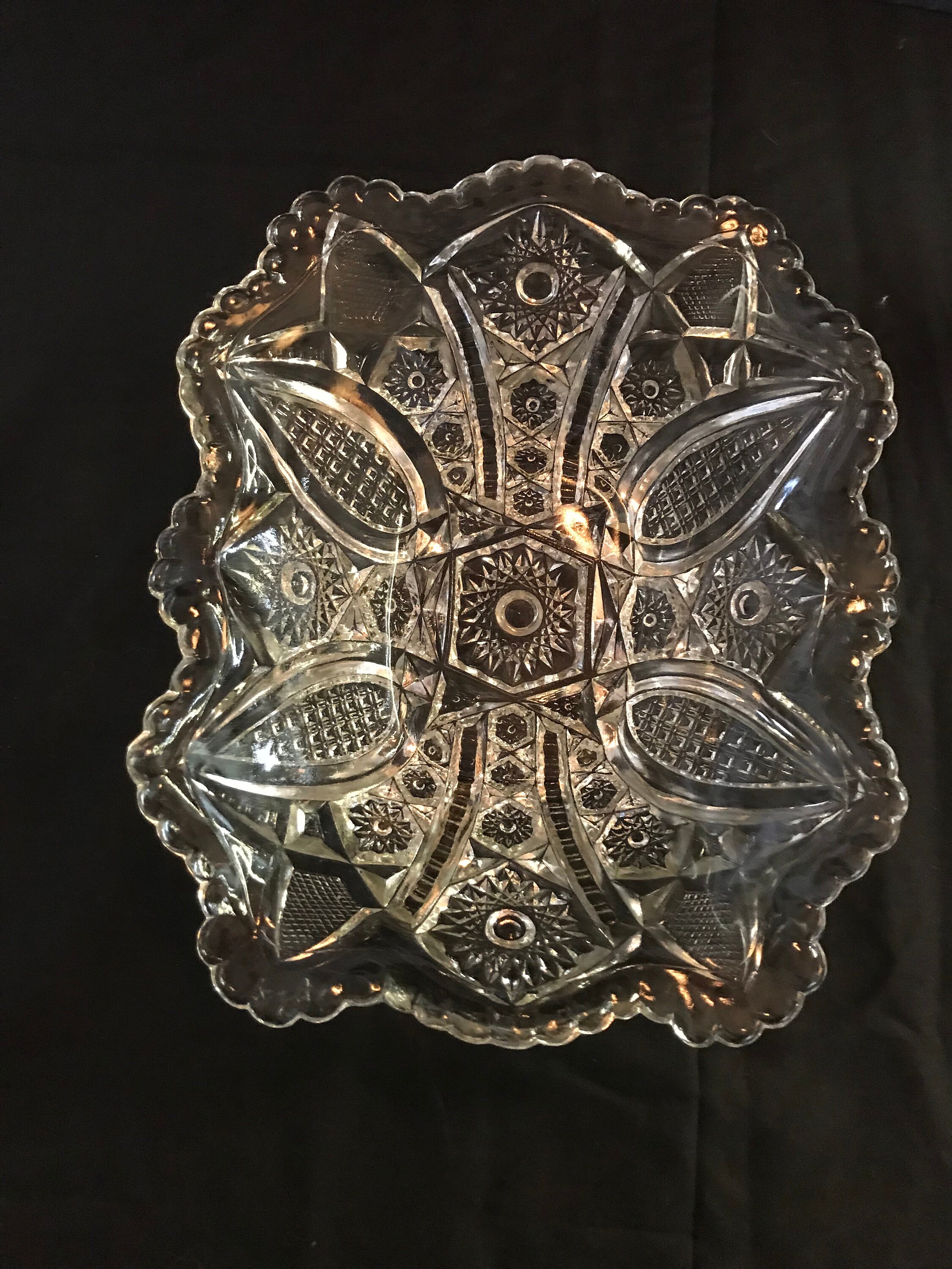Vintage EAPG Indiana Glass Paneled Daisy and Finecut Clear Rectangular ...