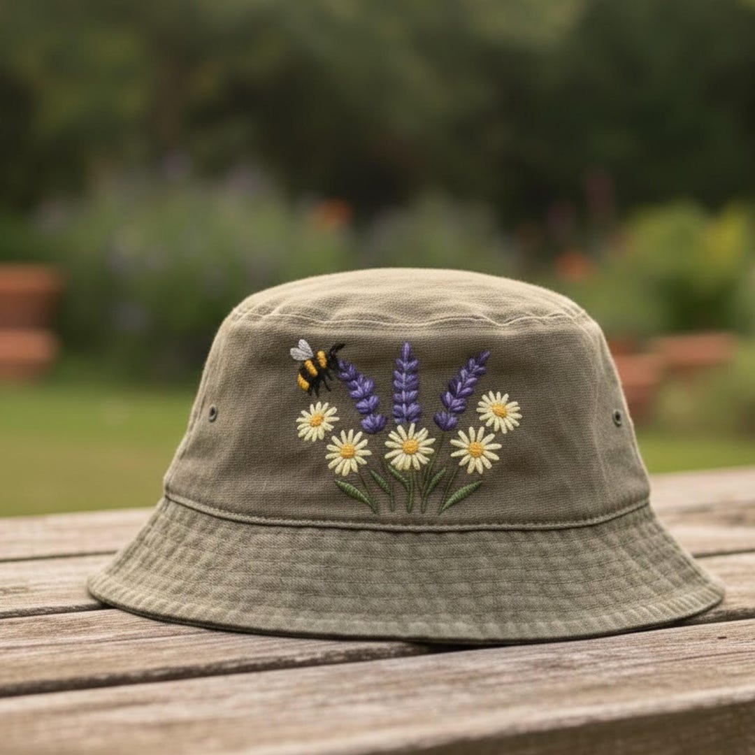 Plants Embroidered Bucket Hat – Handmade Wildflower Cottagecore Hat for ...